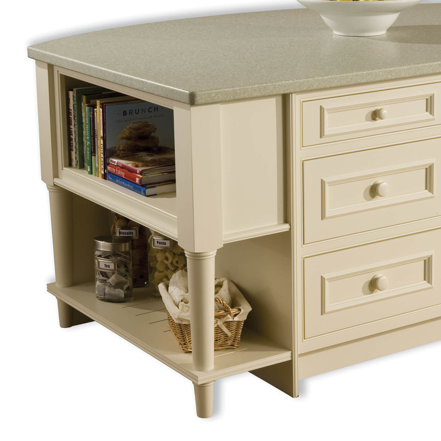 Kitchen Island End Cap B with an Open Cabinet on End, Turned Post "E ...