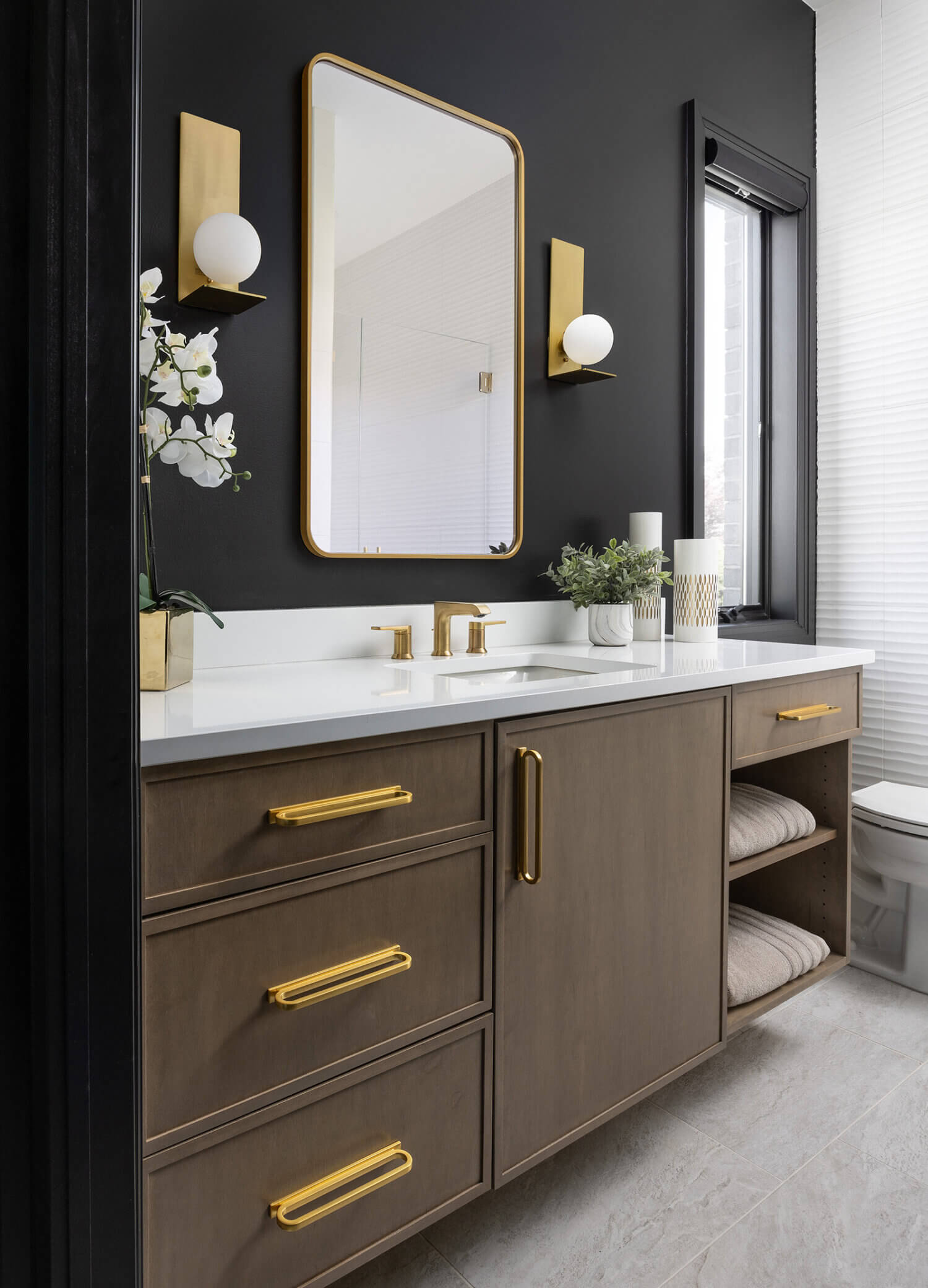 A Masculine Bathroom with a Slim Shaker Cabinet Style - Dura Supreme ...
